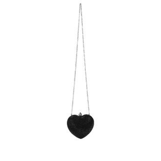 Mach & Mach Crystal Heart Suede Clutch - - Bags - Damen - Schwarzk - ONE SIZE