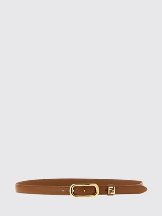 Fendi Ceinture fine en cuir de veau avec boucle monogramme FF en m&eacute;tal