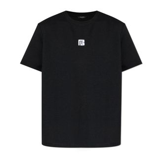 Balmain T-Shirt mit gesticktem Logo - - Tops - Herren - Schwarzk - M