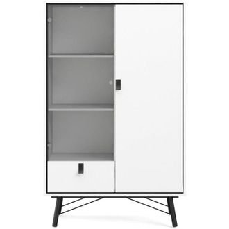 ebuy24 Ebuy24 - Rye Vitrinenschrank 1 Glast&uuml;r, 1 T&uuml;r, 1 Schublade mattweiss