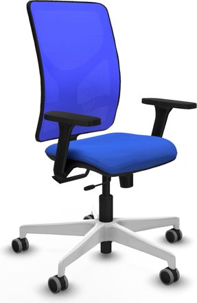 Piqueras y Crespo Arbeitsbankstuhl mit 3D-Armen, h&ouml;henverstellbare Lendenwirbelst&uuml;tze, ausgestattet mit Syncro/Translack und Schneideschaum, Blau/Blau