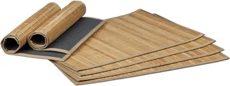 Relaxdays Relaxdays - Set de table, bambou, lot de 12, tables manger, 30 x 45 cm, rectangle, tapis de table antid&eacute;rapant lavable, nature