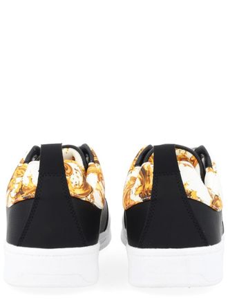 Versace Jeans Couture Weave Logo Leather Sneakers - Black