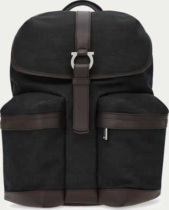 Ferragamo Herren Rucksack aus Canvas Gr&uuml;n