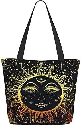 AOOEDM Sun Face Moon Star Ethnic Ladies Shopping Bag 13x11x7in.Le cadeau parfait pour la Saint-Valentin.Cest de la Saint-Valentin pour maman, fille, &eacute;pouse, 