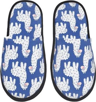 Generic Pantoufles De Maison Mignon Dessin Anim&eacute; Lama Alpaga Bleu Unisexe Pantoufles En Feutre L&eacute;gers Chaussons DInt&eacute;rieur Pour Automne Femmes H&ocirc;tel M