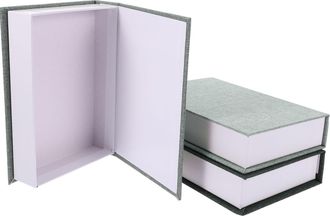 Luxshiny Gr&uuml;ne Aufbewahrungsboxen in Buchform 3 St&uuml;ck aus Leinenstoff Hohles Faux Book Design f&uuml;r Schreibtisch und Wohnzimmer