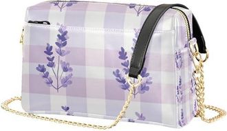 Mnsruu Sacs à bandoulière pour femme, sac à main en cuir, motif à carreaux, violet