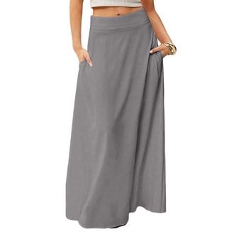 Generic Jupe longue avec motif floral pour femme - Jupe maxi fluide avec taille haute et motif floral - Pour femme - Jupe normale et tendance - Mini jupe sexy