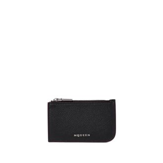 Alexander McQueen Schwarzes Portemonnaie mit Lackdetails - - Accessories - Damen - Schwarzk - ONE SIZE
