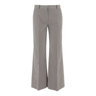 Ql2 Quelledue QL2 Quelledue, Femme, Pantalons, Brun, Taille: 36 FR Pantalon Ray&eacute; en M&eacute;lange de Coton Stretch
