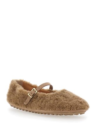 Tod's Shearling-Lined Ballet Flat - Beige