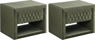 Vente-Unique 2er-Set Nachttische Daniele - 1 Schublade & 1 Ablage - Samt - Olivgr&uuml;n