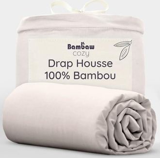 Bambaw Drap-Housse 160x200 Bambou, pour Matelas Épais Jusquà 35cm, Linge de Lit Bambou, Hypoallergénique et Anti Acarien, Literie Rafraichissante, Drap Houss