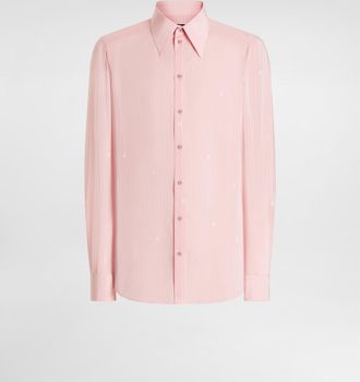 Dolce & Gabbana Gold Shirt In Silk Jacquard - Mann Hemden Pink 39