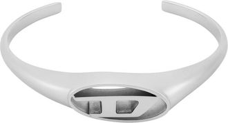 Diesel Herren Oval D Logo Silberfarbenes Edelstahl Armband, DX1589040