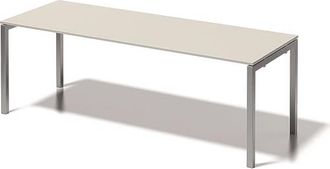 Bisley Cito Schreibtisch, 740 mm höhenfixes U-Gestell, Metall, Gw355 Dekor Grauweiß, Gestell Silber, 80 x 220 x 85 cm