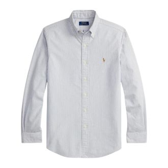 Ralph Lauren Homme, Chemises, Blanc, Taille: XL Chemise Oxford Ray&eacute;e Coupe Personnalis&eacute;e