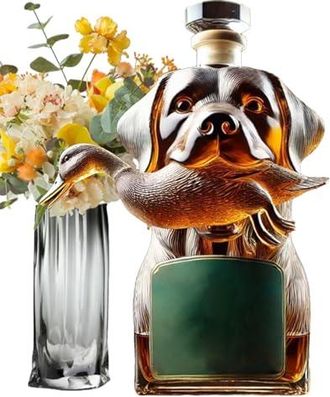 Generic Bouteille &agrave; whisky, liqueur de chien - Bouteille de vin en verre de d&eacute;cantation statue de chien, porte-alcool Figurine de collection, pour Brandy vin 