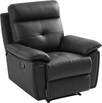 Vente-Unique Fauteuil relax en cuir noir VINETA