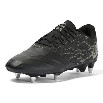 Canterbury Of New Zealand of New Zealand Phoenix Genesis Team Chaussures de Rugby pour Terrain Souple, Unisexe, Noir/Gris gravité, 3,5 EU