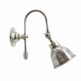 Loberon Wandlampe Gemma, Wandleuchte mit drehbarem Gelenk, Antik-Finish, Spotstrahler, Wohnzimmerlampe, Nachttischlampe, Messing, antiksilber