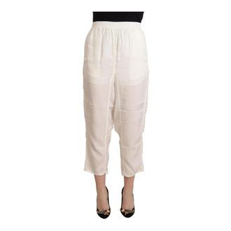 Maison Margiela Femme, Pantalons, Blanc, Taille: 36 FR High Waist Cropped Trouser Pants
