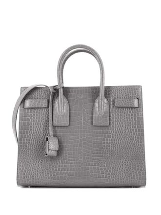 Saint Laurent Sac de Jour NM Bag Crocodile Embossed Leather Small satchel - Gris