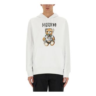 Moschino Homme, Sweatshirts et sweats &agrave; capuche, Blanc, Taille: L Felpa Archive Teddy Bear
