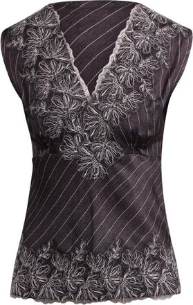 Ermanno Scervino Femme, Tops, Gris, Taille: 38 FR D&eacute;bardeur &agrave; Col en V avec Broderie en Dentelle