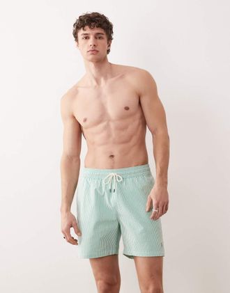 Polo Ralph Lauren Traveler - Short de bain &agrave; rayures - Vert-Bleu marine