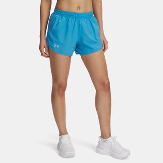 Under Armour Fly By Shorts (7,5 cm) für Damen Washed Blaue Marine / Blau Atlantis / Reflektierend XL