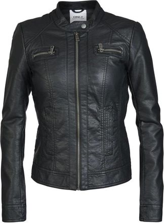 Only Only, Femme, Vestes, Noir, Taille: 30 FR Veste de Motard en Similicuir Noir