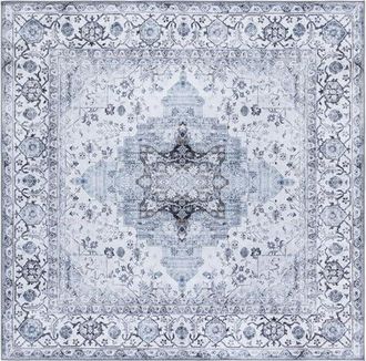 Safavieh Traditionell Teppich für Maschinenwaschbar und rutschfest - Ideal für stark frequentierte Bereiche - Arizona Collection, Kurzer Flor, Elfenbein und Bl