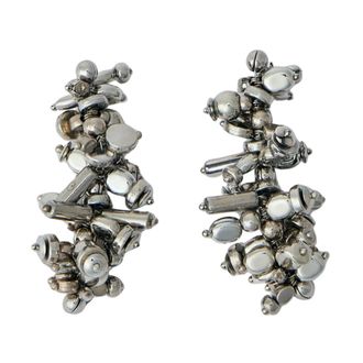 Dries Van Noten Femme, Accessoires, Gris, Taille: ONE Size Boucles dOreilles Pendantes Argent&eacute;es &agrave; Perles