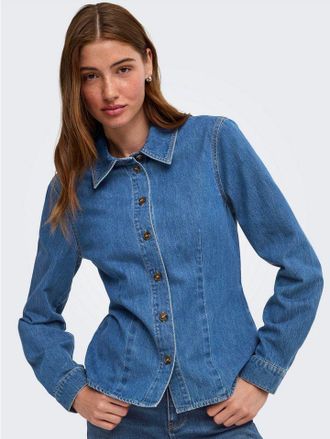 Only Jeansbluse ONLUNA FITTED SHIRT DNM Baumwolle, Denim