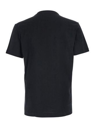 Dolce & Gabbana Mens Crewneck Black T-Shirt With Logo Embroidery Cotton T-Shirts And Polos