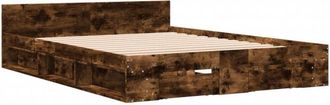 vidaXL Cadre de lit avec tiroirs sans matelas chêne fumé 140x190 cm Vidaxl