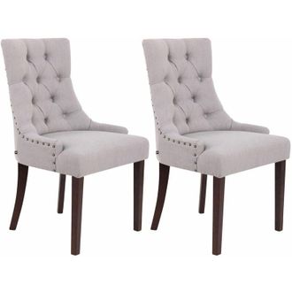 Clp R&eacute;glez 2 fauteuils &agrave; d&eacute;jeuner de style Chesterfield en tissu et bois fonc&eacute; dans diff&eacute;rentes couleurs