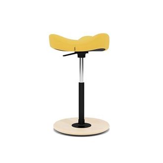 Varier Move Tabouret Naturel/Jaune Ergonomique R&eacute;glable pour Bureau Assis-Debout avec Base en Bois et Assise en Mousse Sculpt&eacute;e - Garantie Qualit&eacute; 10 Ans