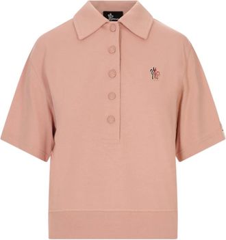 Moncler Femme, Tops, Rose, Taille: 38 FR Polo en coton avec &eacute;cusson logo Grenoble