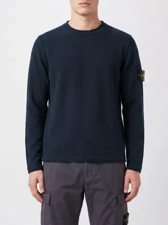Stone Island Pull &agrave; col rond en coton m&eacute;lang&eacute; avec patch logo Compass