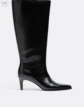 Stradivarius bottes &agrave; petit talon large en noir