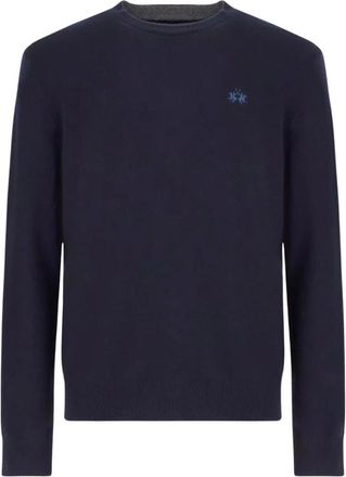 La Martina Pull &agrave; col rond en laine Cas - Homme - Pulls - Bleu - Taille: 3XL