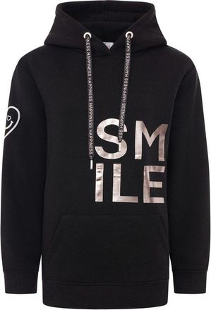 Zwillingsherz Hoodie Alissa Shiny gl&auml;nzender Print, Daumenloch, Kordel, gesticktes Herz am &Auml;rmel