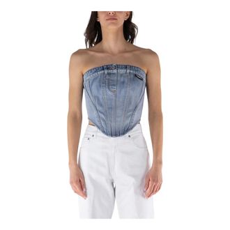 VETEMENTS Femme, Tops, Bleu, Taille: 42 FR Haut Style Corset en Denim