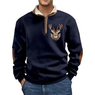 Generic Pull r&eacute;tro doubl&eacute; en polaire pour lhiver, chaud, doux, confortable, d&eacute;contract&eacute;, manches longues, col rond, pour tous les jours, streetwear et activit