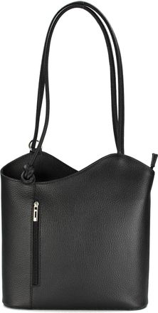 Belli italienische Ledertasche Backpack Classic 2in1 Damen Rucksack Leder Handtasche made in italy Schultertasche - 28x28x8 cm (B x H x T) (Schwarz)