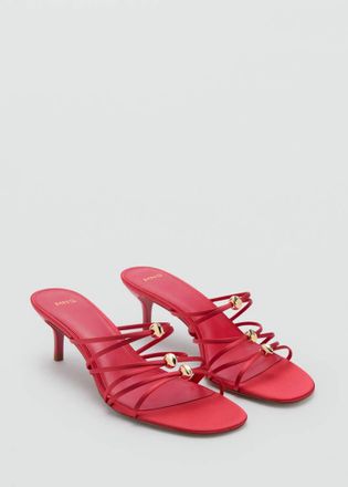 Mango Satinierte Riemchensandalette mit Absatz rot - Damen - 35 - MANGO