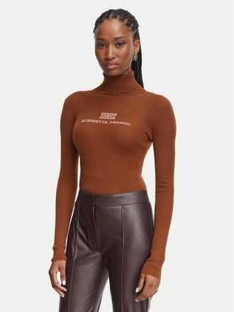 Elisabetta Franchi Rollkragenpullover MK-18B-66E2-V320pr Braun Slim Fit